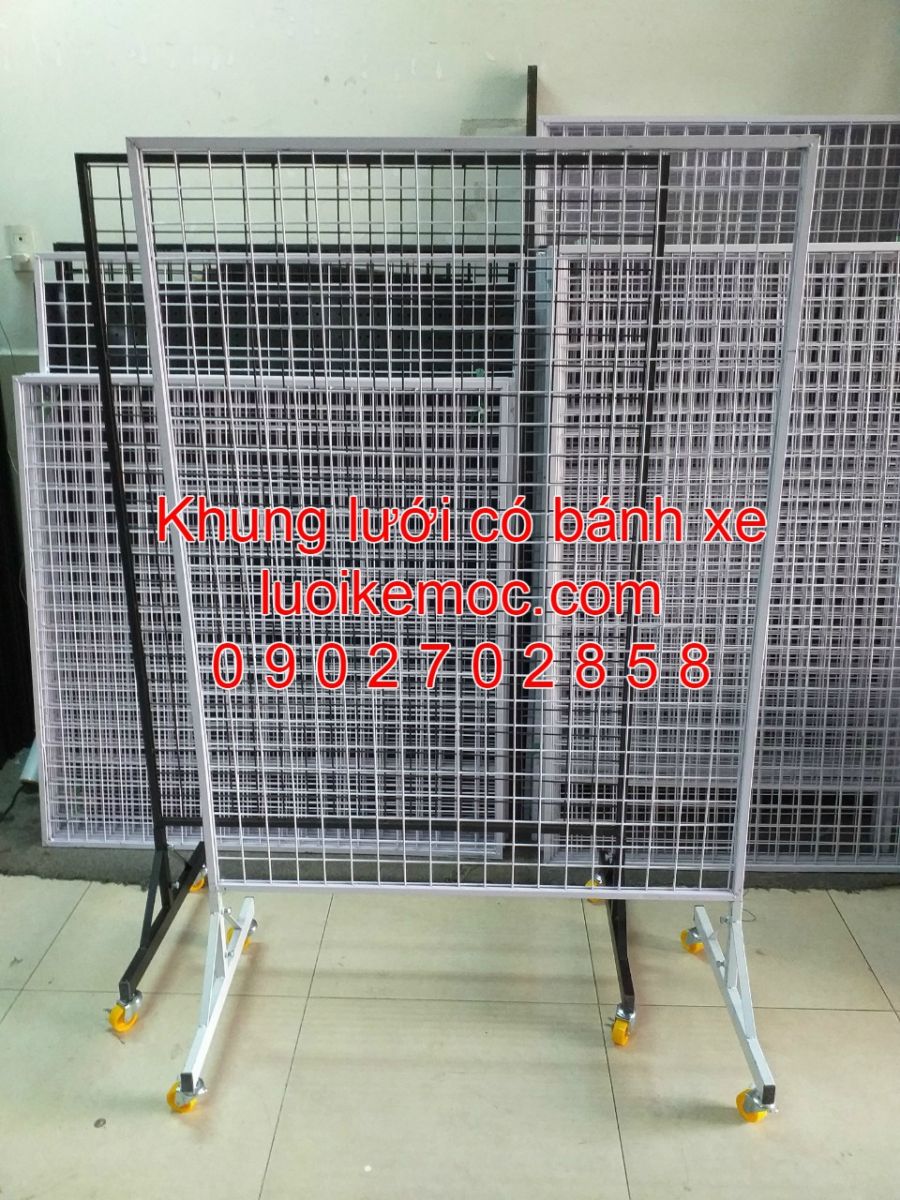 Khung Lưới Chân Bánh Xe 1m x 1.5m Trắng